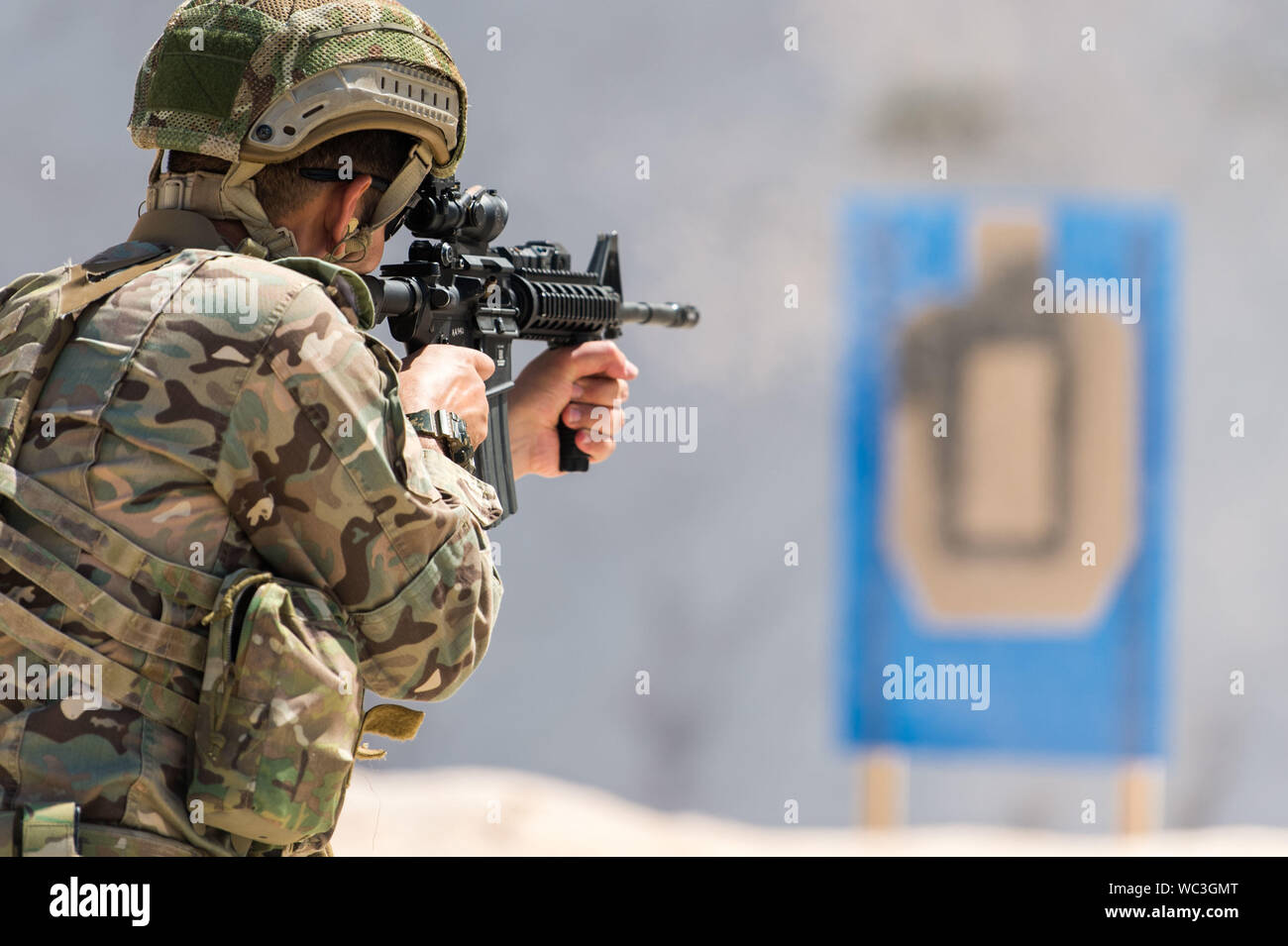 A Cyprus Special Forces member, trains on rifle skills with coalition ...