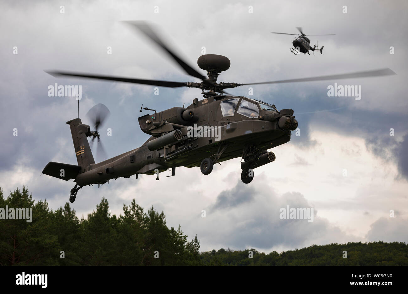 An AH-64 Apache Helicopter with 1st Combat Aviation Brigade, 1st ...