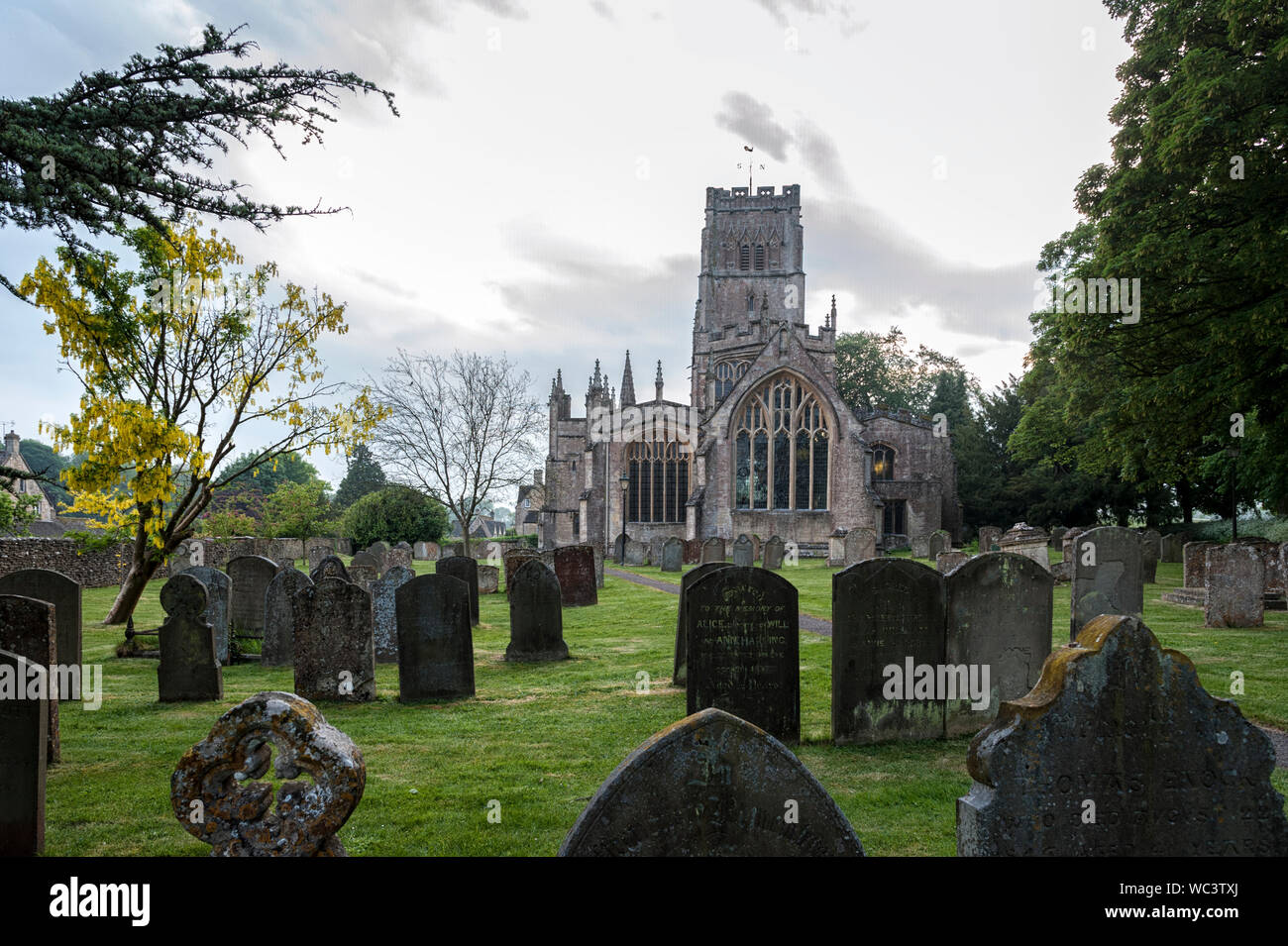St Peter and St Pauls Church and its graveyard with tombs in Northleach ...