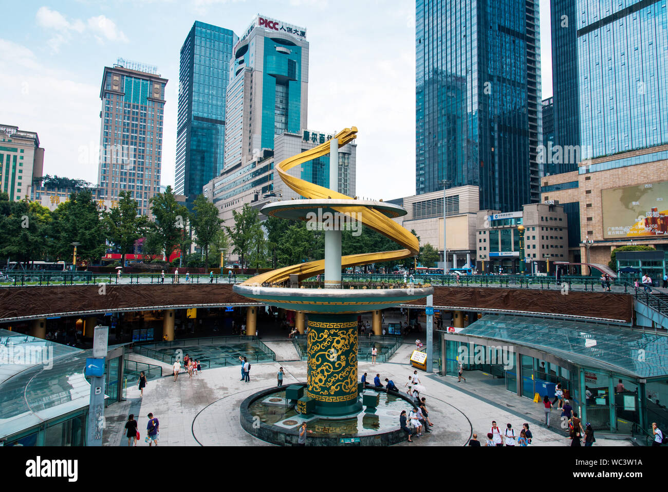 Chengdu, China - July 27, 2019: Tianfu Square in Chengdu, the largest ...