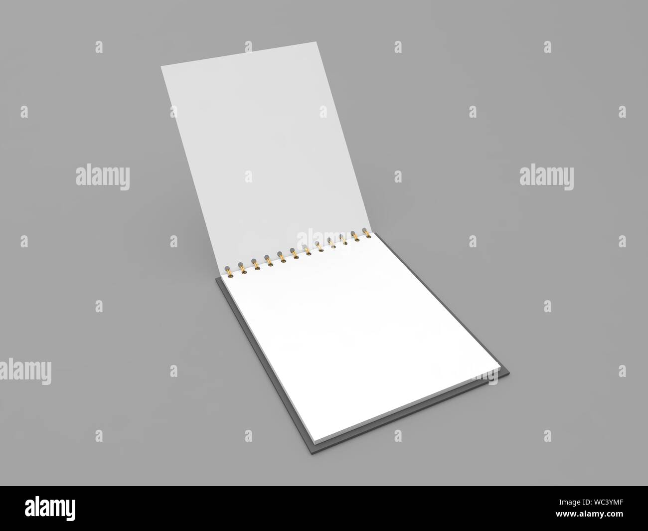 Notepad mock up on gray background. 3d render illustration Stock Photo ...