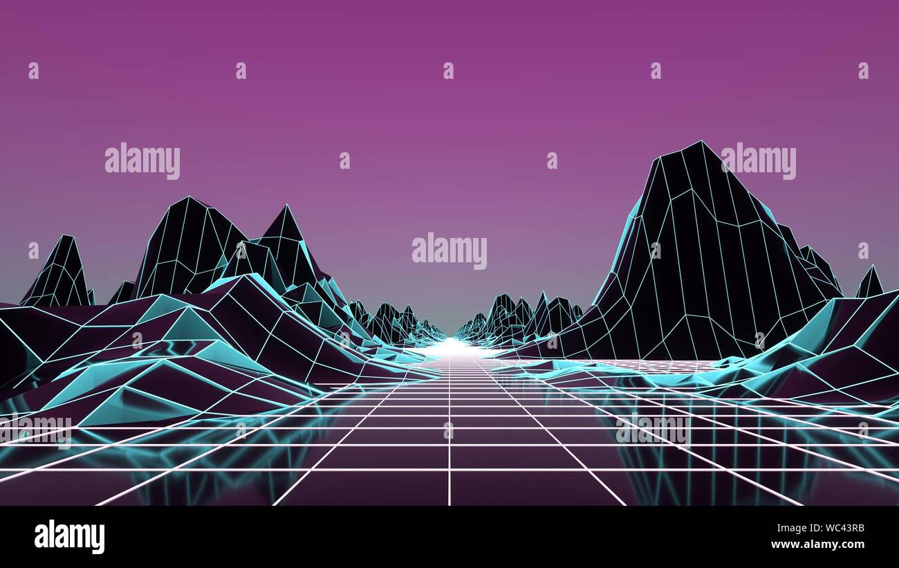 Retro Futurism Background 1980s style. 3d illustration Stock Photo - Alamy