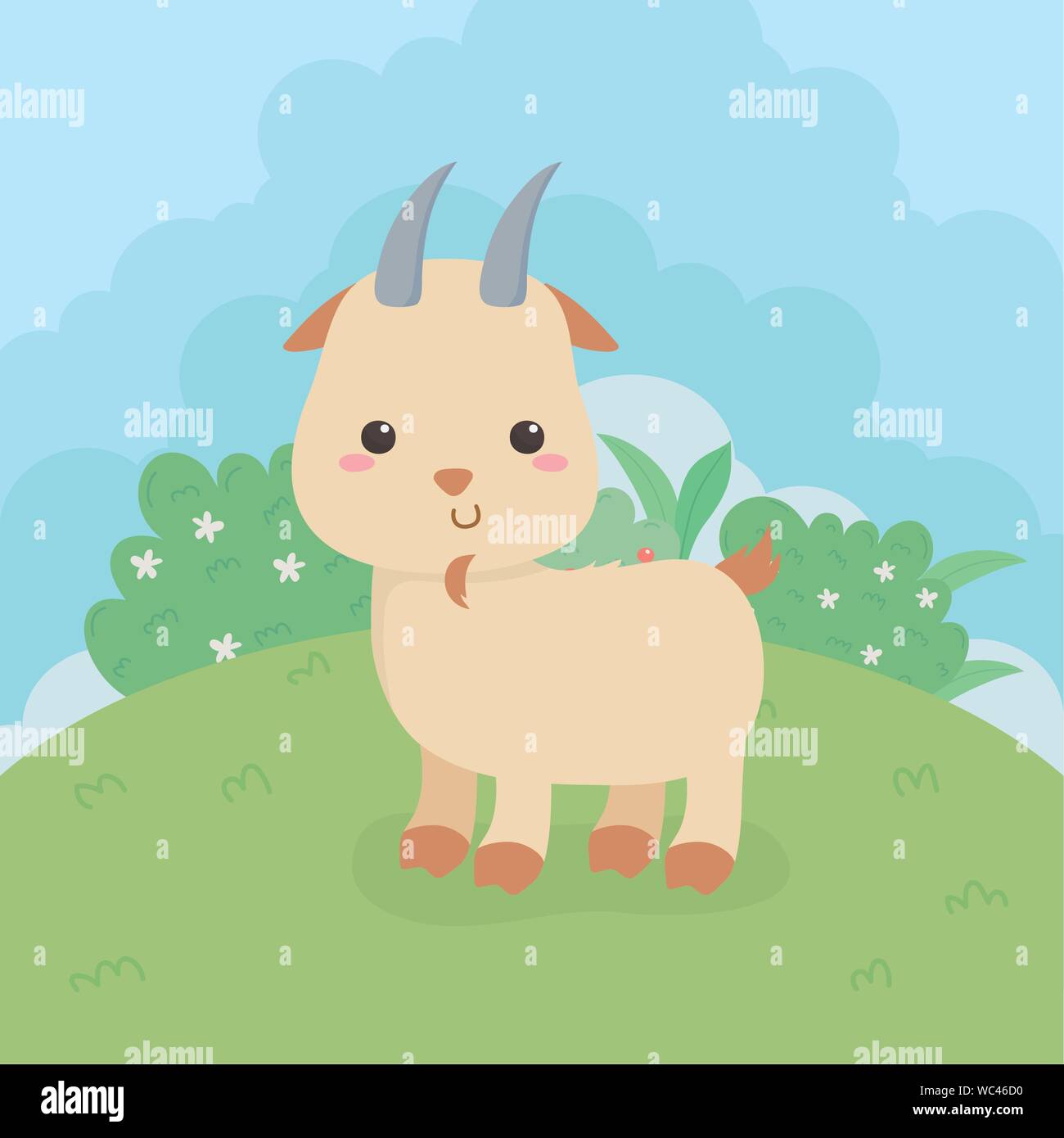 cute goat animal farm character vector illustration design Stock Vector ...