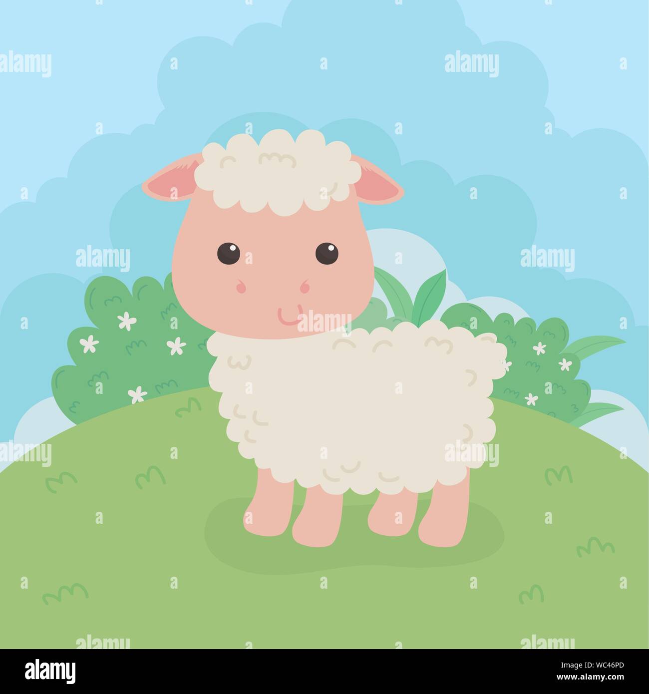 cute sheep animal farm character vector illustration design Stock ...