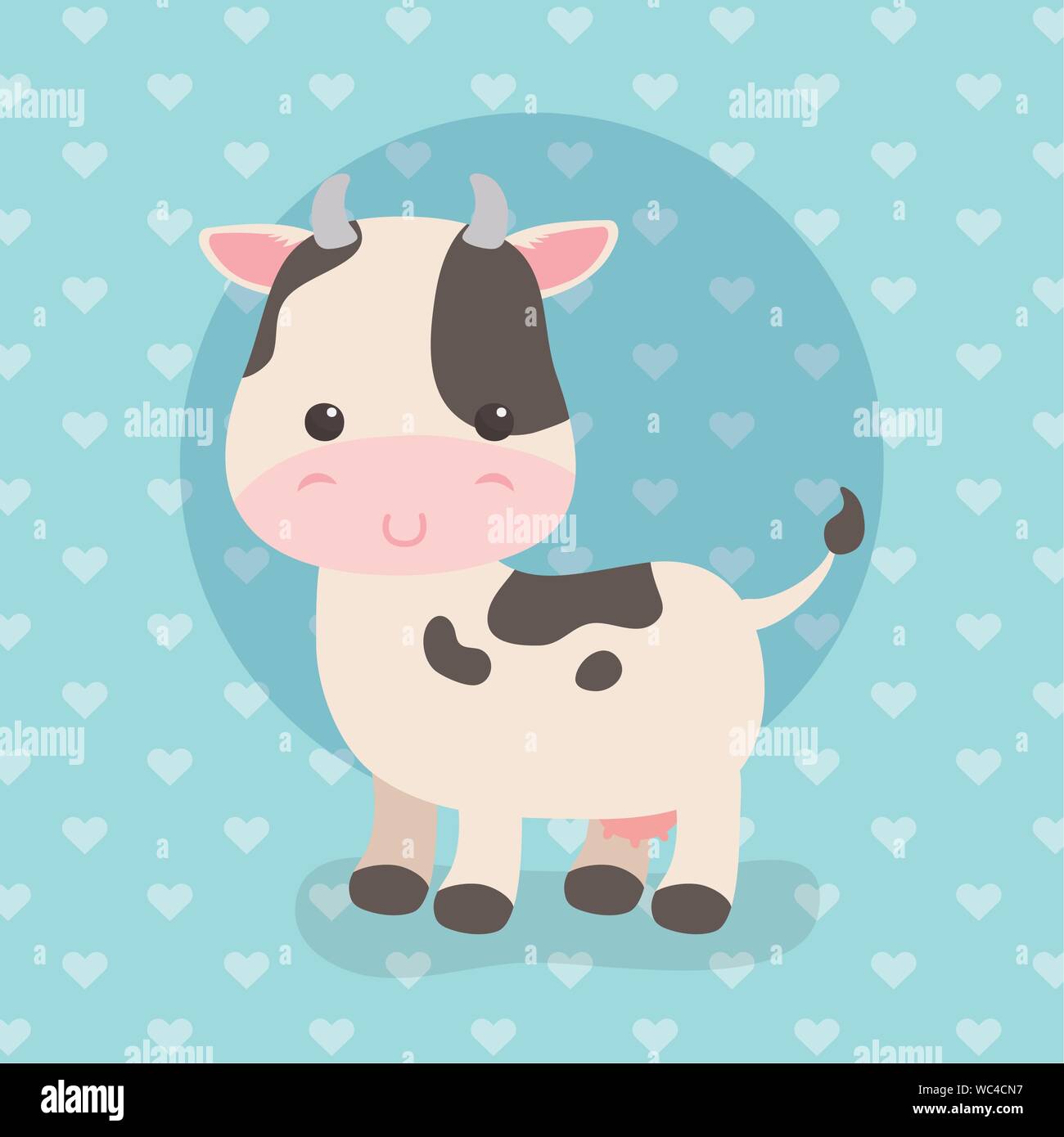 cute cow animal farm character vector illustration design Stock Vector ...