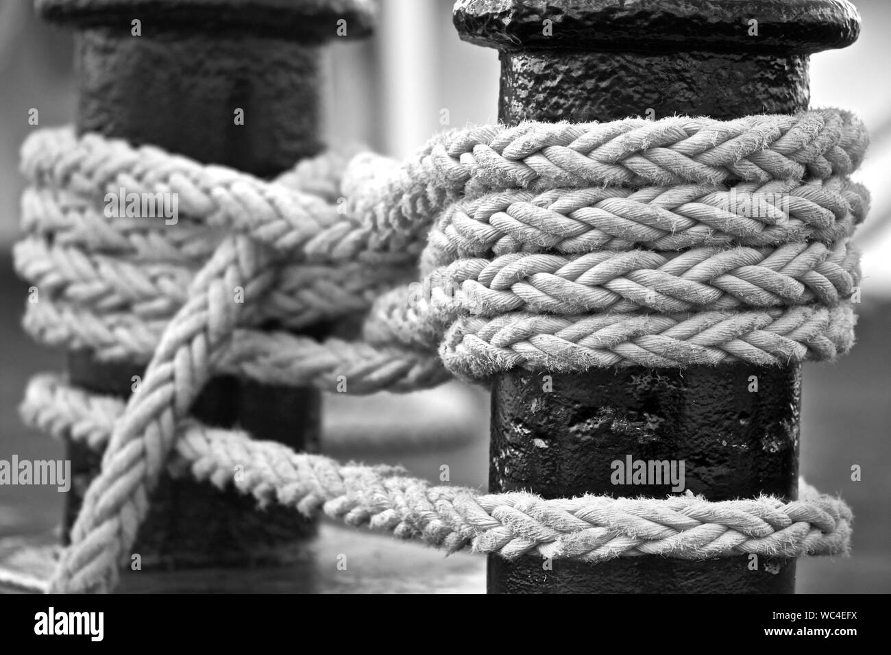 Close Up Of Ropes On Bollards High Resolution Stock Photography and ...