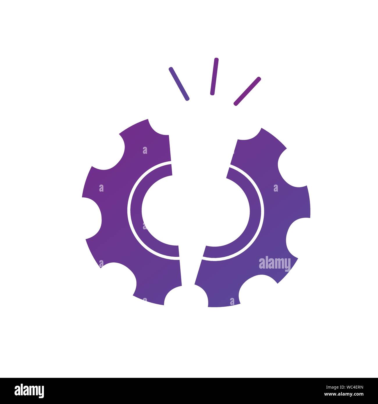broken gear in half logo design, repair concept, broken wheel. vector ...