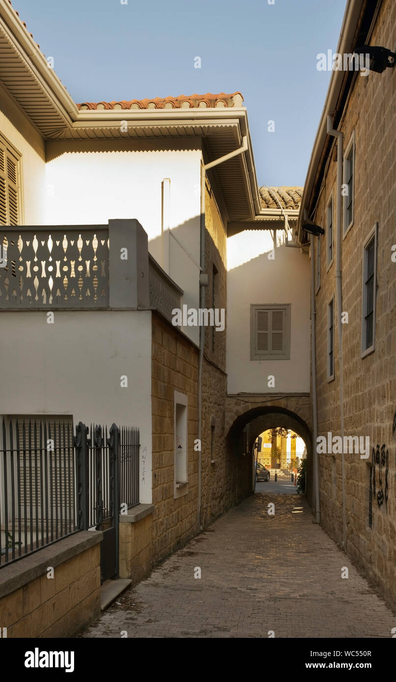 Tipical street in Nicosia. Cyprus Stock Photo - Alamy