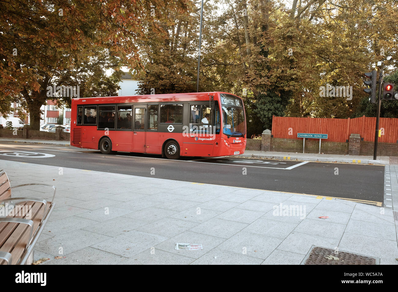 August 2019 - suburban London bus in Chinbrook road, Grove Park, London ...