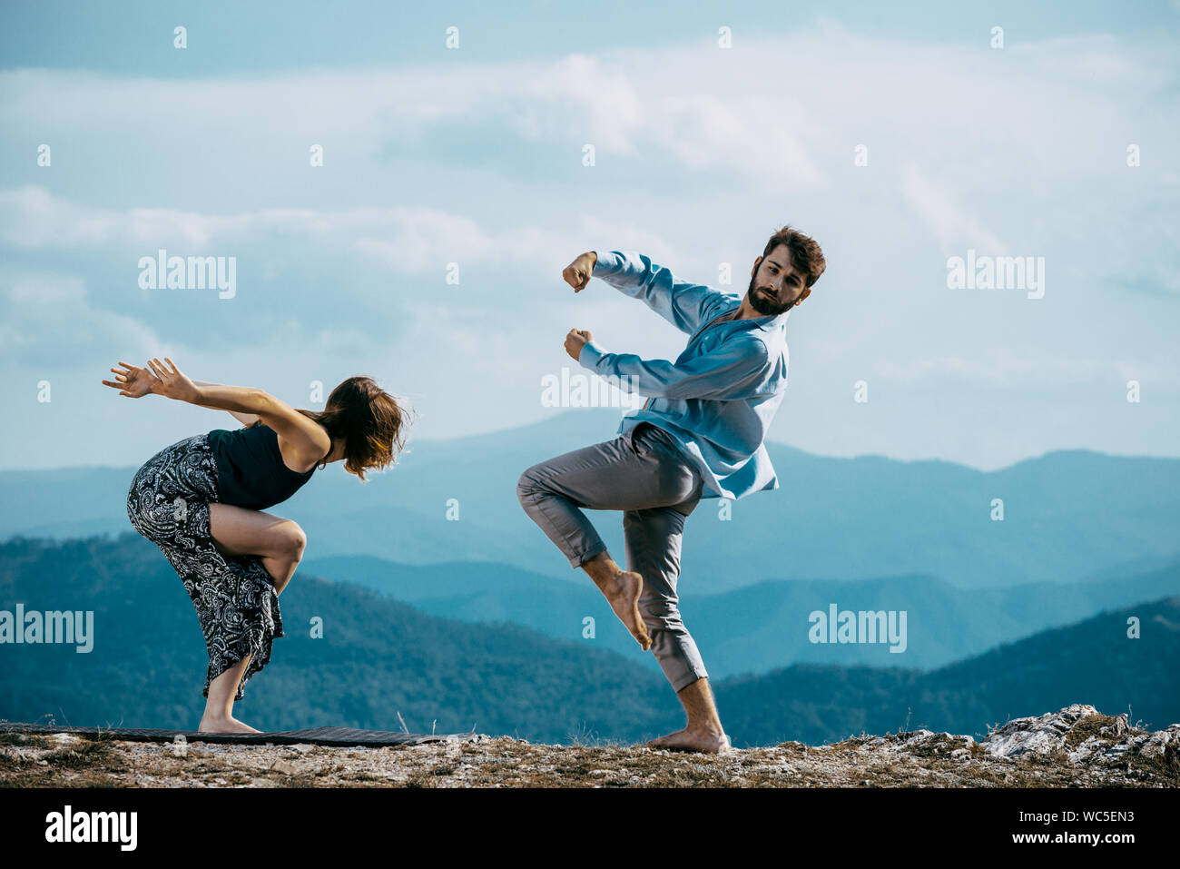 Skillful dancers practicing modern dance hi-res stock photography and ...