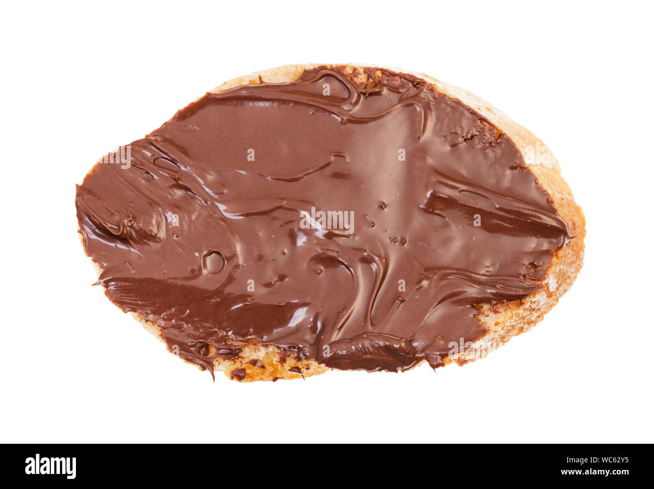 top view of open sandwich with fresh bread and cocoa and hazelnut ...