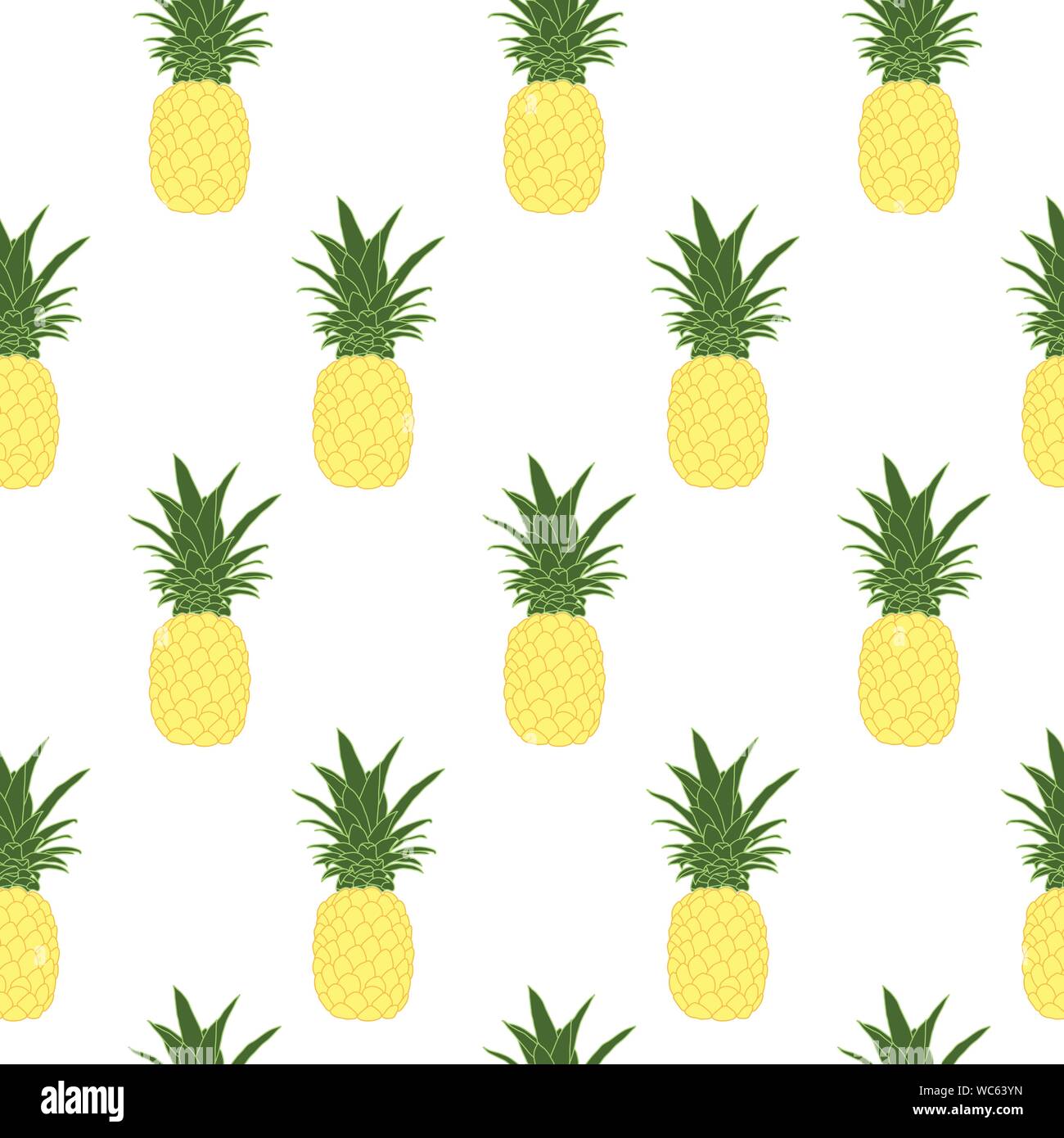 Hand-drawn pineapple seamless pattern. Isolated Stock Vector Image & Art - Alamy