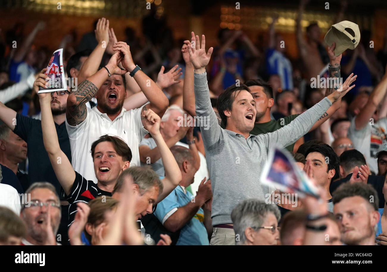 Colchester United fans celebrate victory during the Carabao Cup Second ...