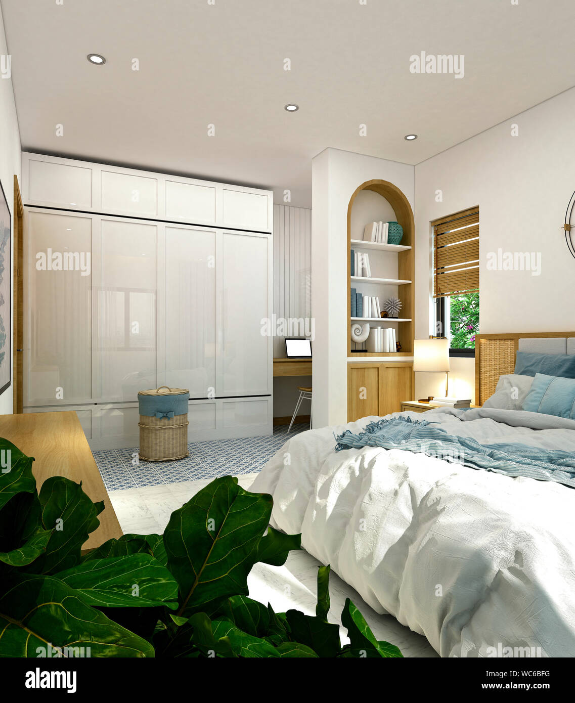 3d render modern hotel room, hotel suite Stock Photo - Alamy