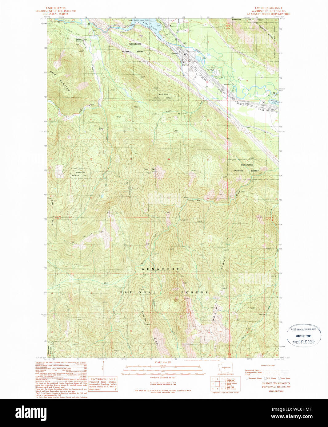 USGS Topo Map Washington State WA Easton 240935 1989 24000 Restoration ...