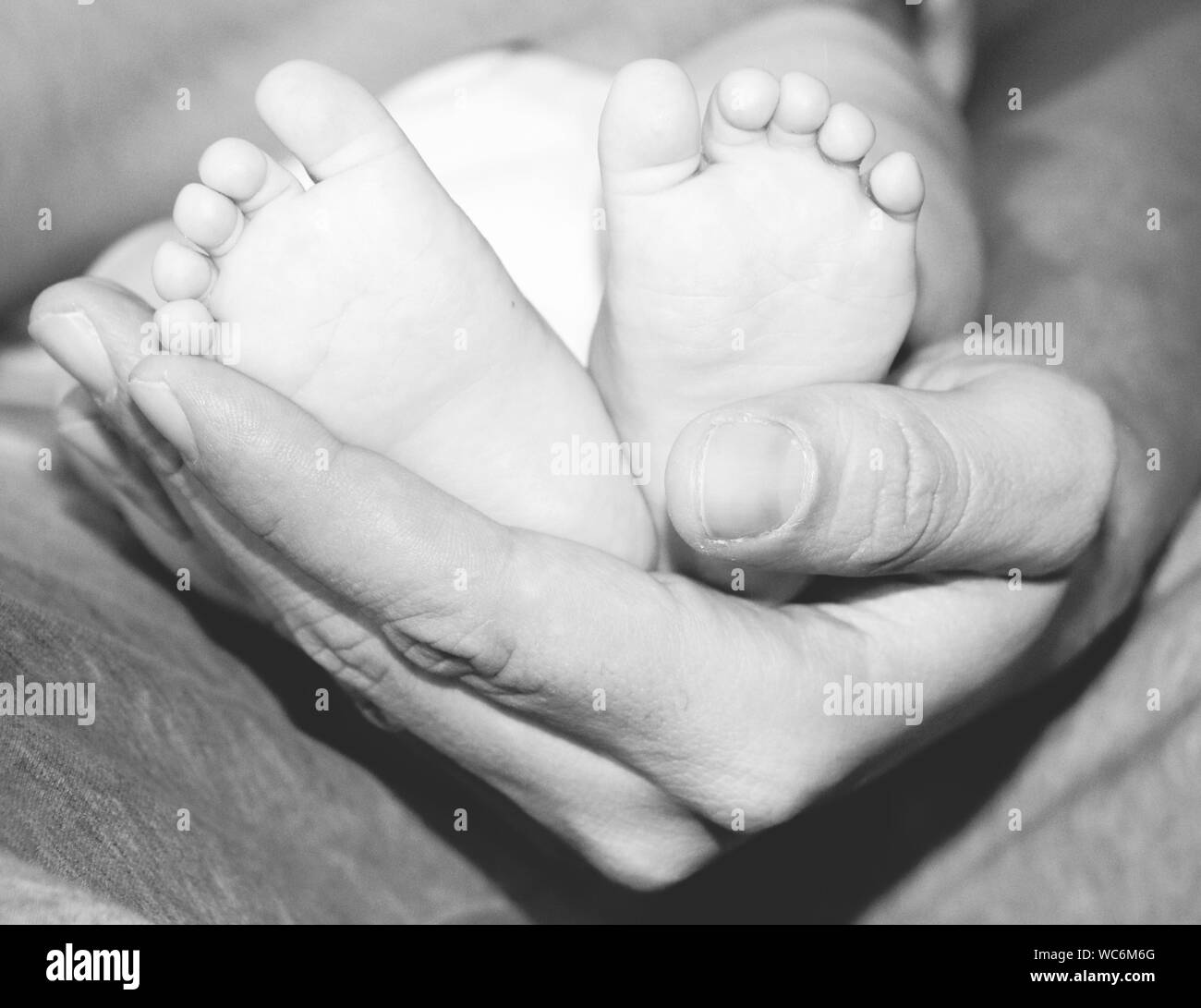Hand holding baby feet hi-res stock photography and images - Alamy