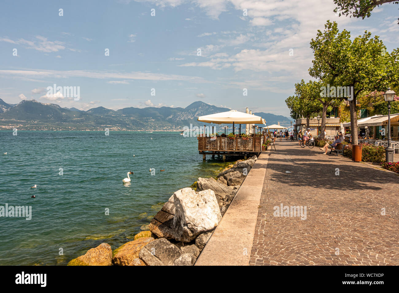 views of Lake Garda and Torres del Benaco in the Italian Lakes Stock ...