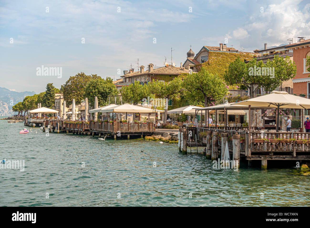 views of Lake Garda and Torres del Benaco in the Italian Lakes Stock ...