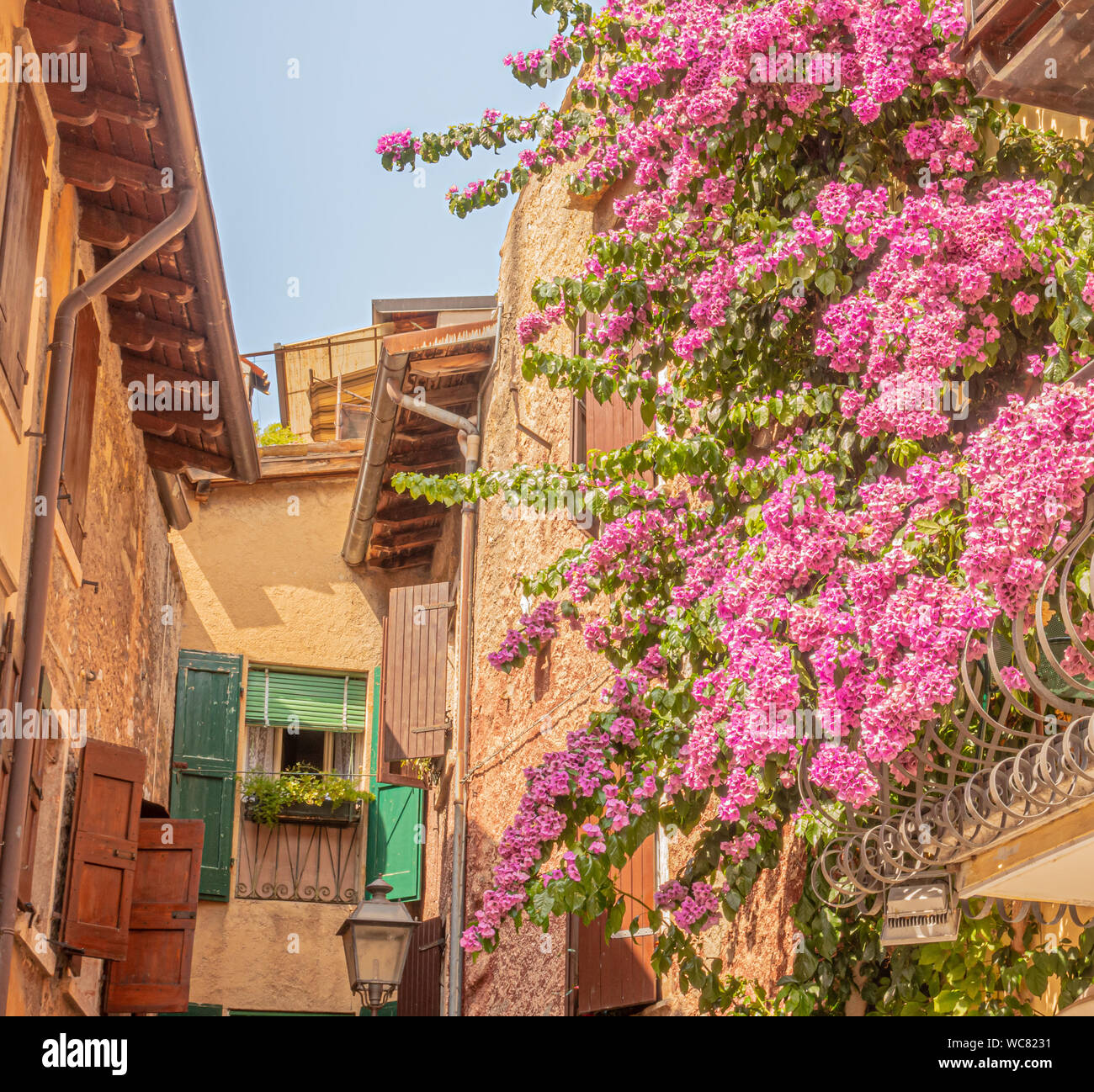 views of Lake Garda and Torres del Benaco in the Italian Lakes Stock ...