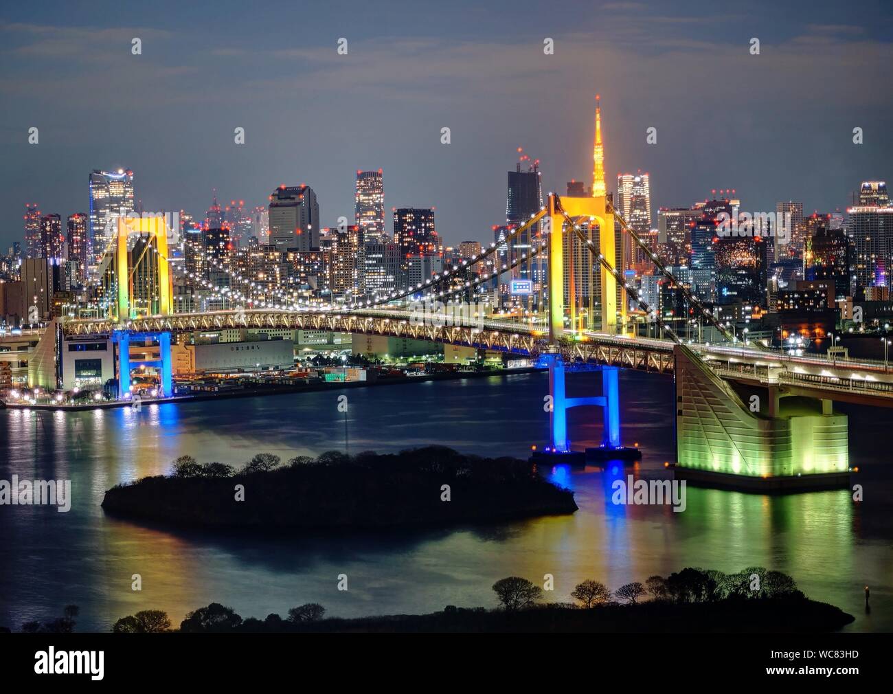 Rainbow bridge illuminated at night hi-res stock photography and images ...