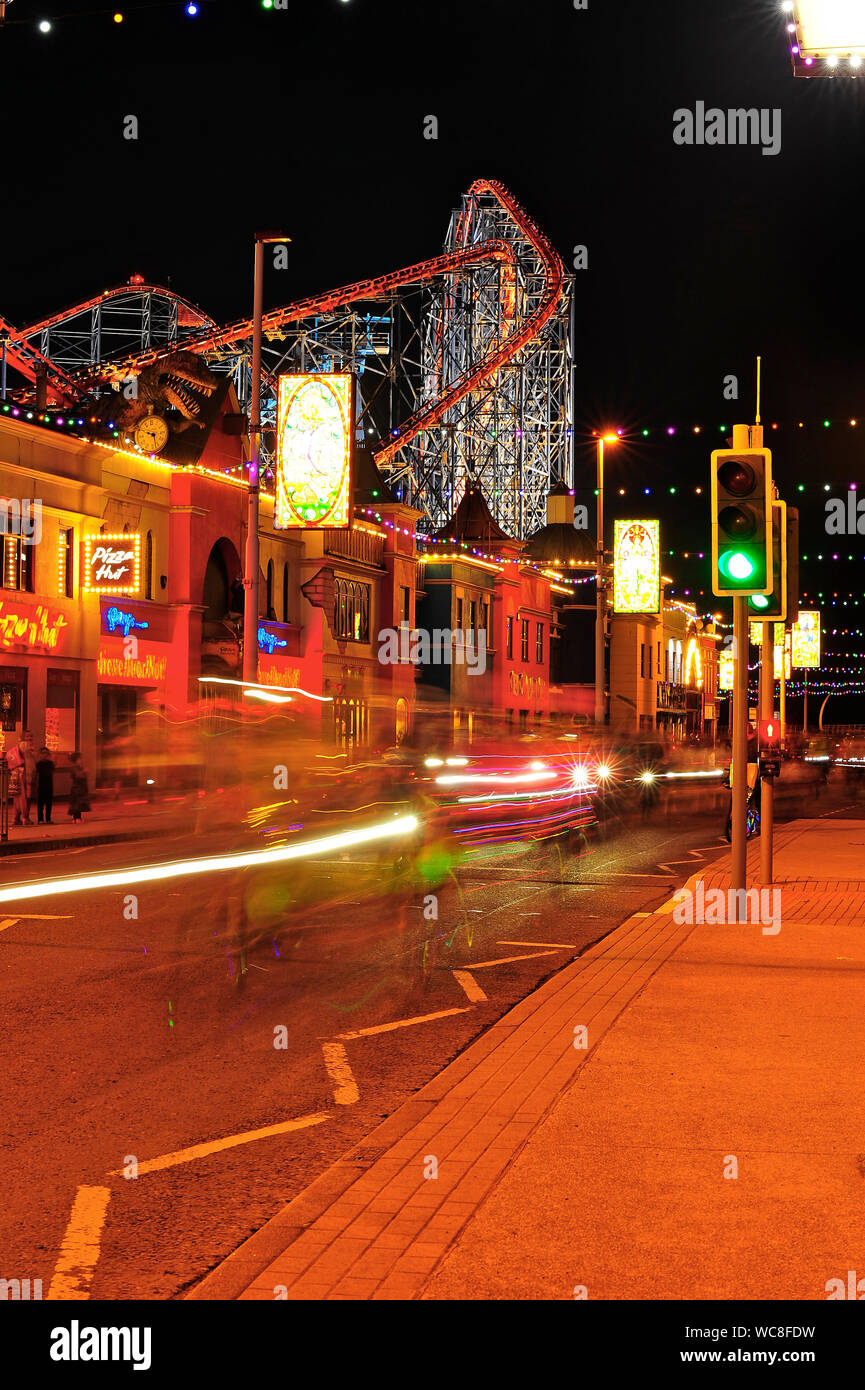 Blackpool Ride the Lights event 2019 cyclists passing the Big One ...
