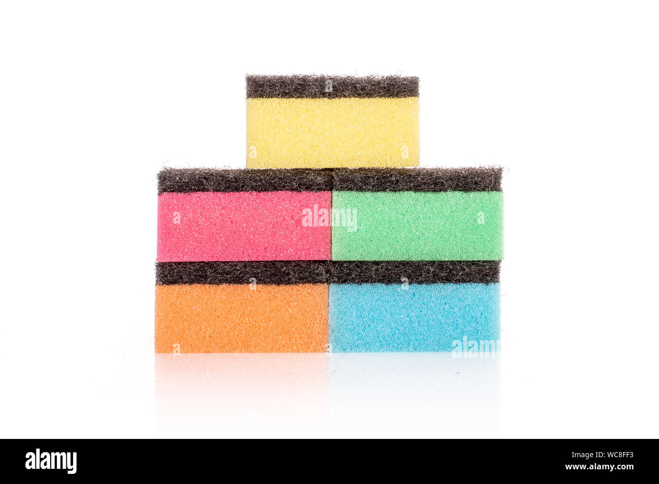 Group of five whole colourful cleaning kitchen sponge isolated on white ...