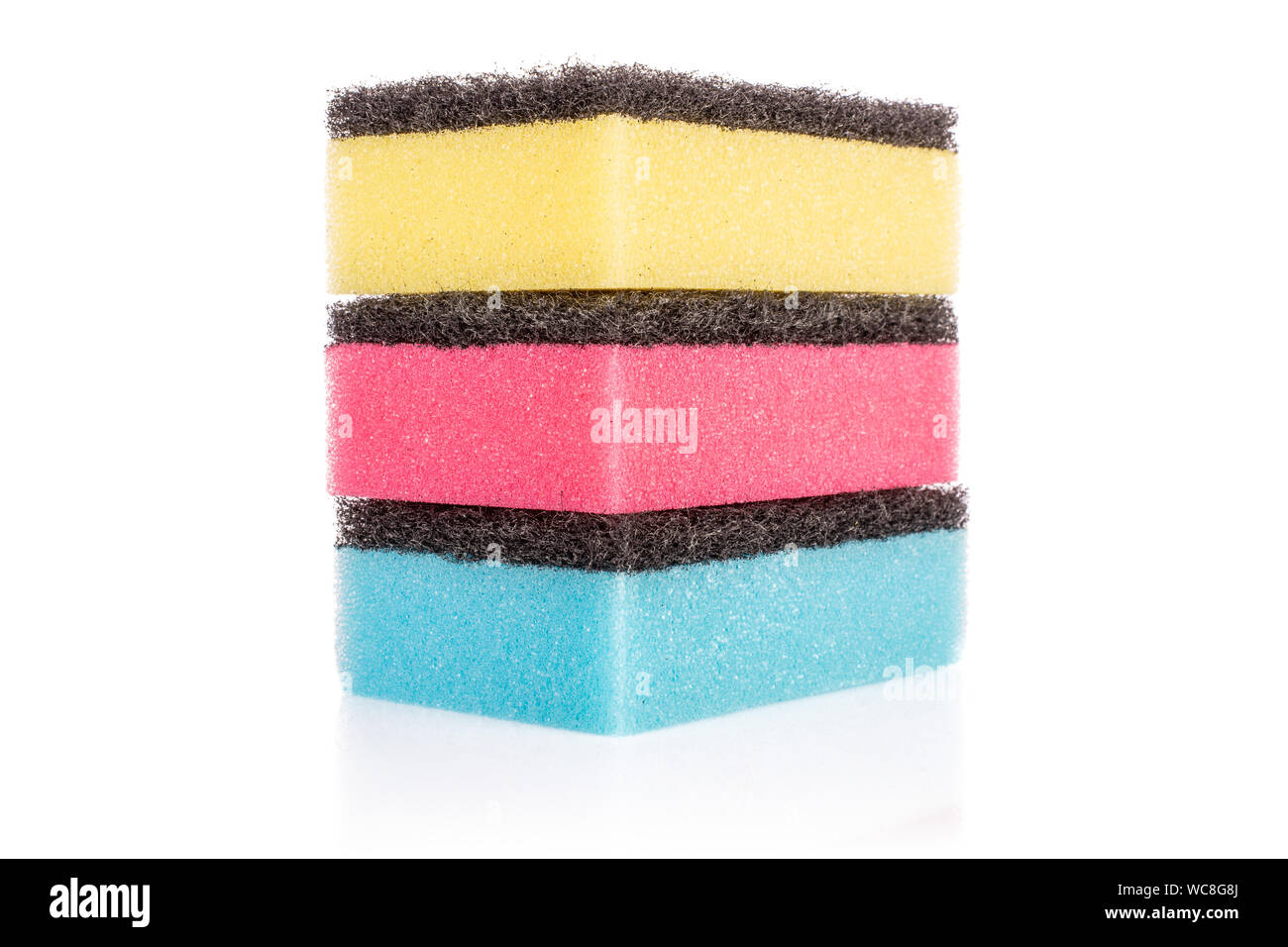 Group of three whole cleaning kitchen sponge isolated on white ...
