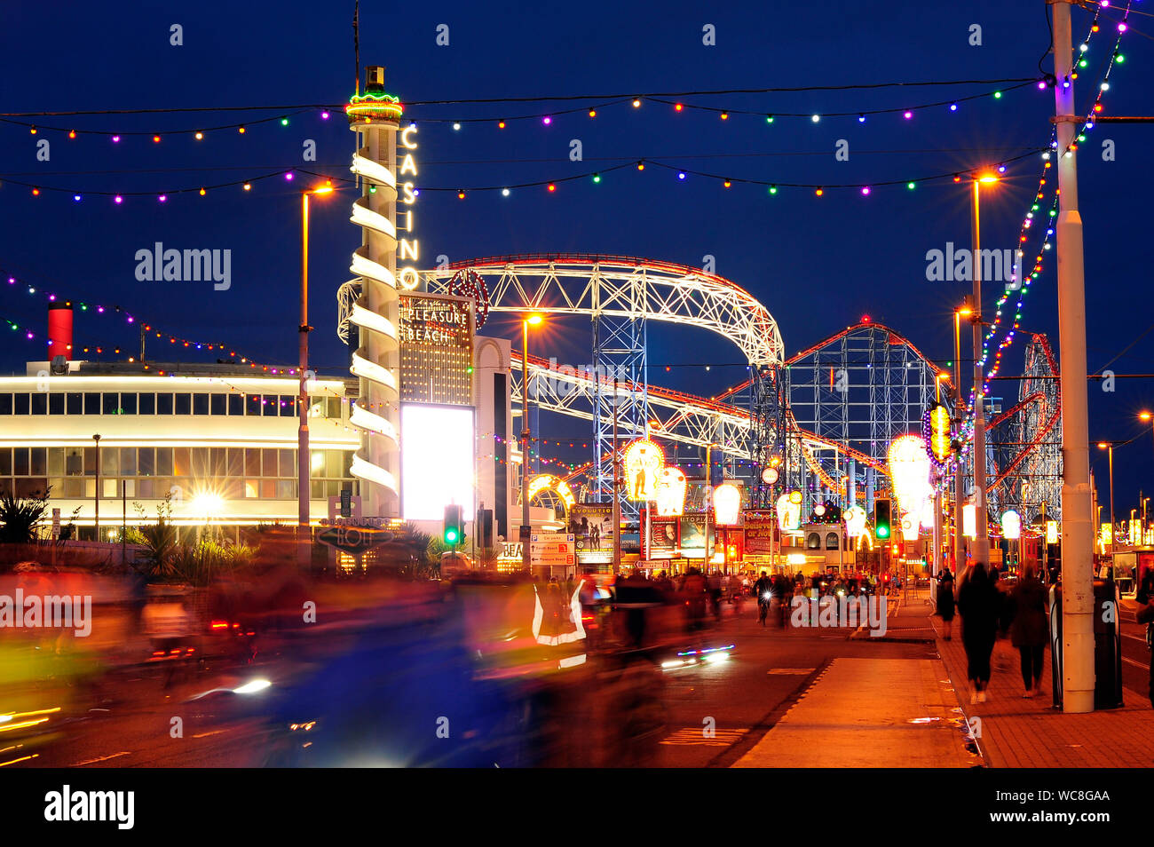 Blackpool Ride the Lights event 2019 cyclists passing the Big One ...