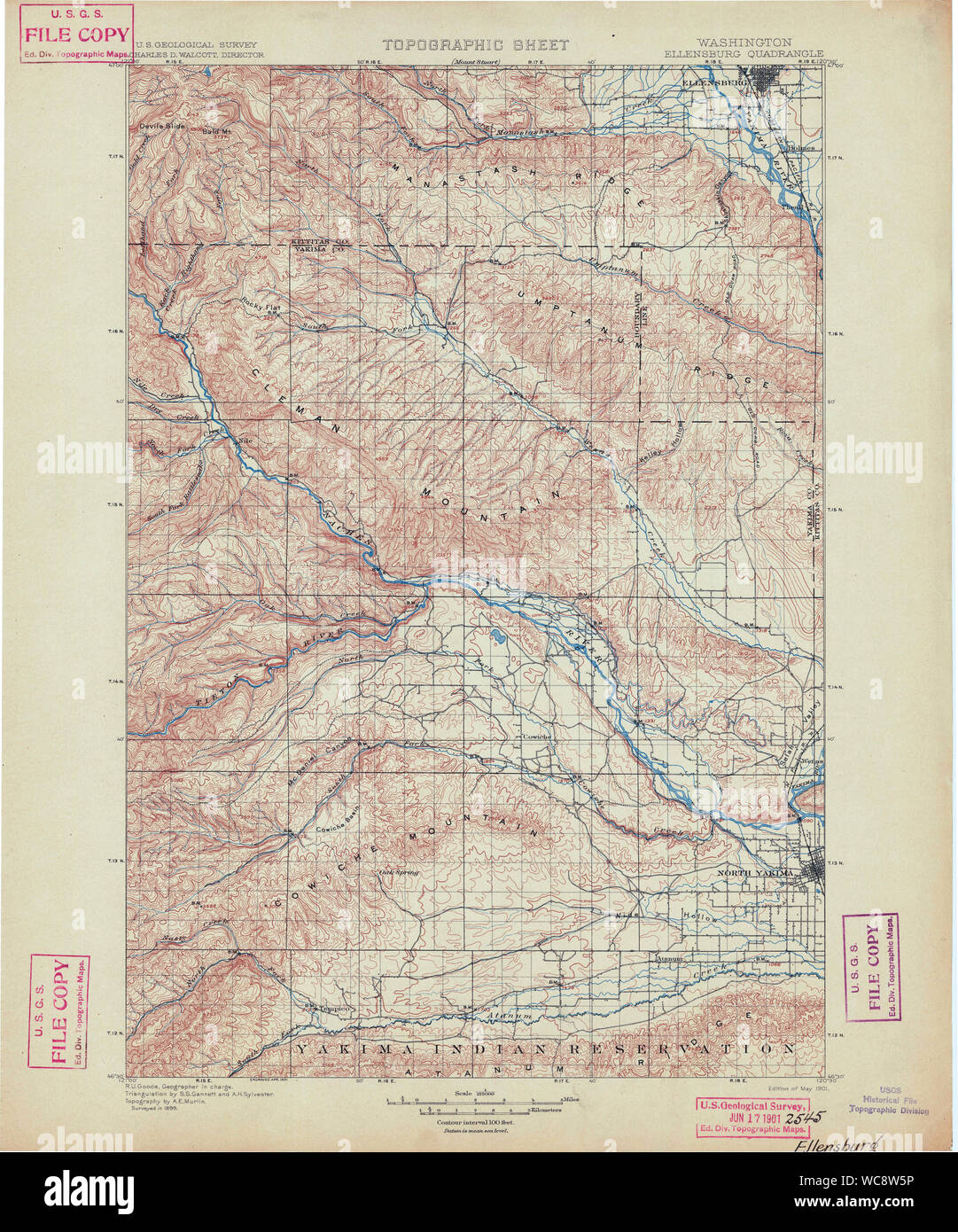 Washington map 1901 hi-res stock photography and images - Alamy
