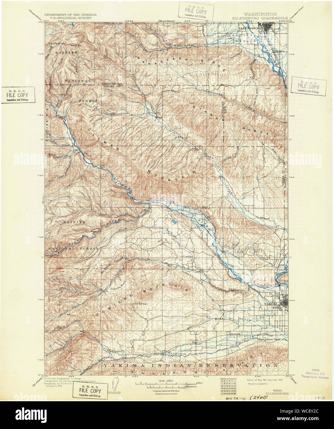 Washington map 1901 hi-res stock photography and images - Alamy
