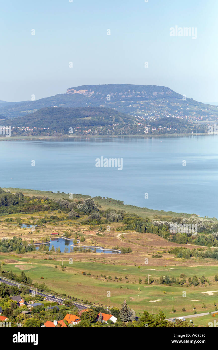 Lake Balaton with the Badacsony mountain in the background Stock Photo ...