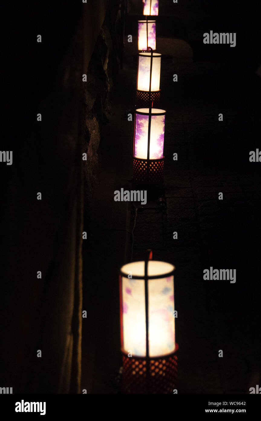 Japanese temple lantern lit night hi-res stock photography and images ...