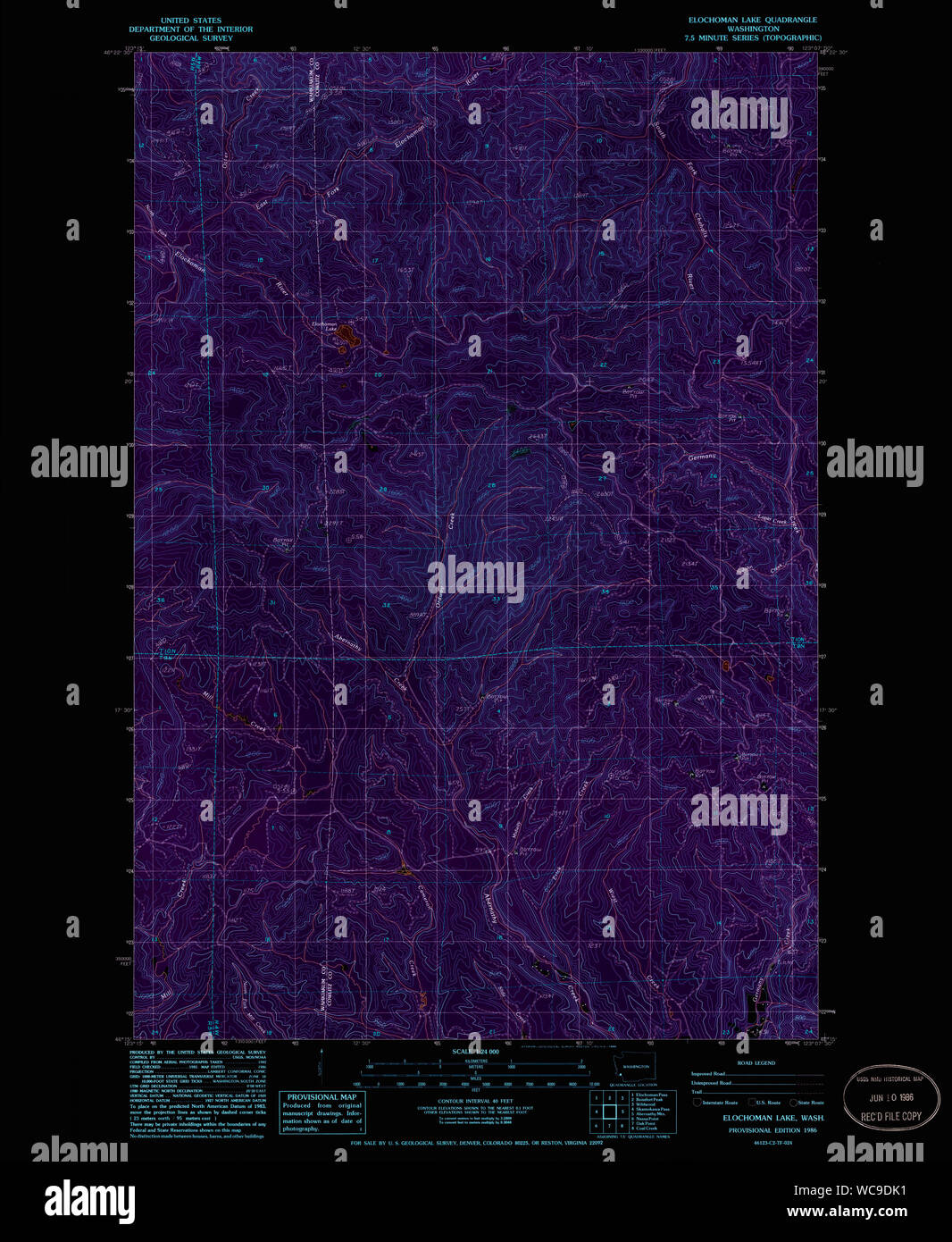 USGS Topo Map Washington State WA Elochoman Lake 241034 1986 24000 ...