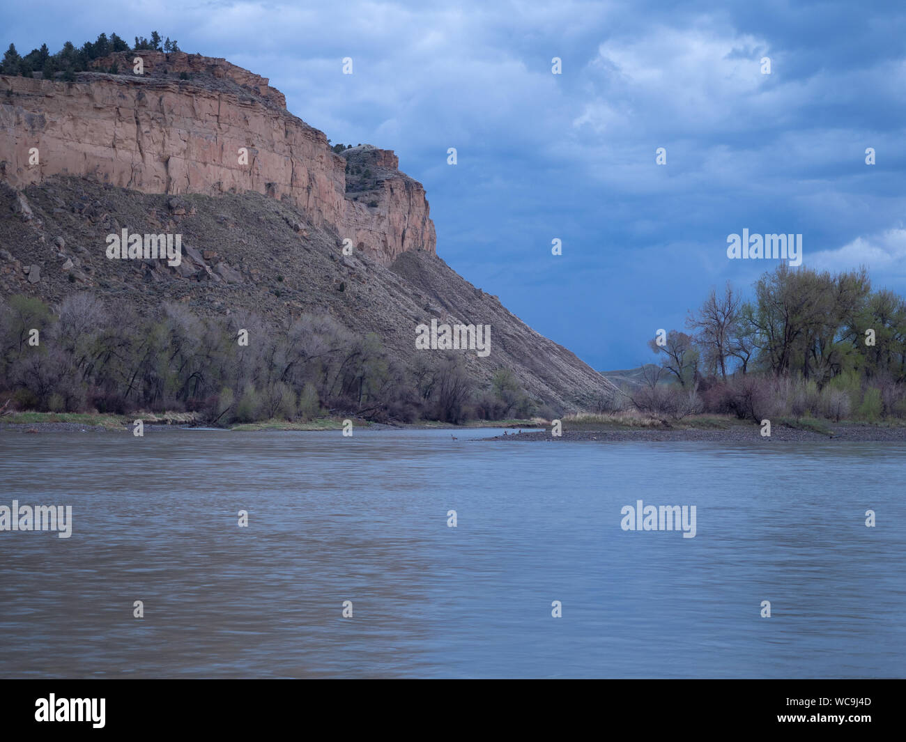 Dramatic sandstone cliffs along the Yellowstone River in Billings ...