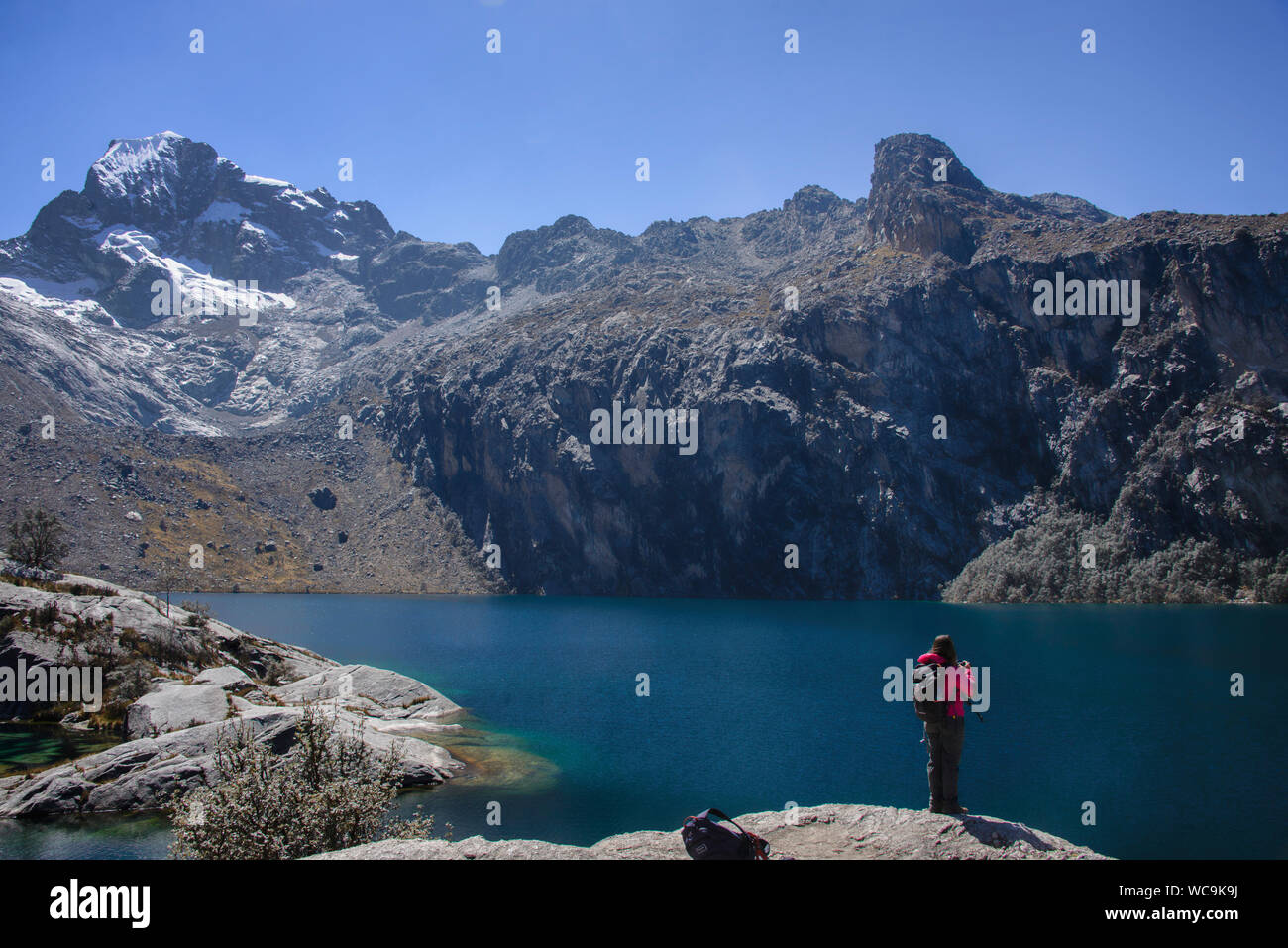 Laguna Churup and Nevado Churup, Huascaran National Park, Huaraz, Peru ...