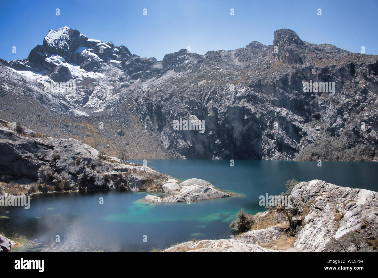 Laguna Churup and Nevado Churup, Huascaran National Park, Huaraz, Peru ...