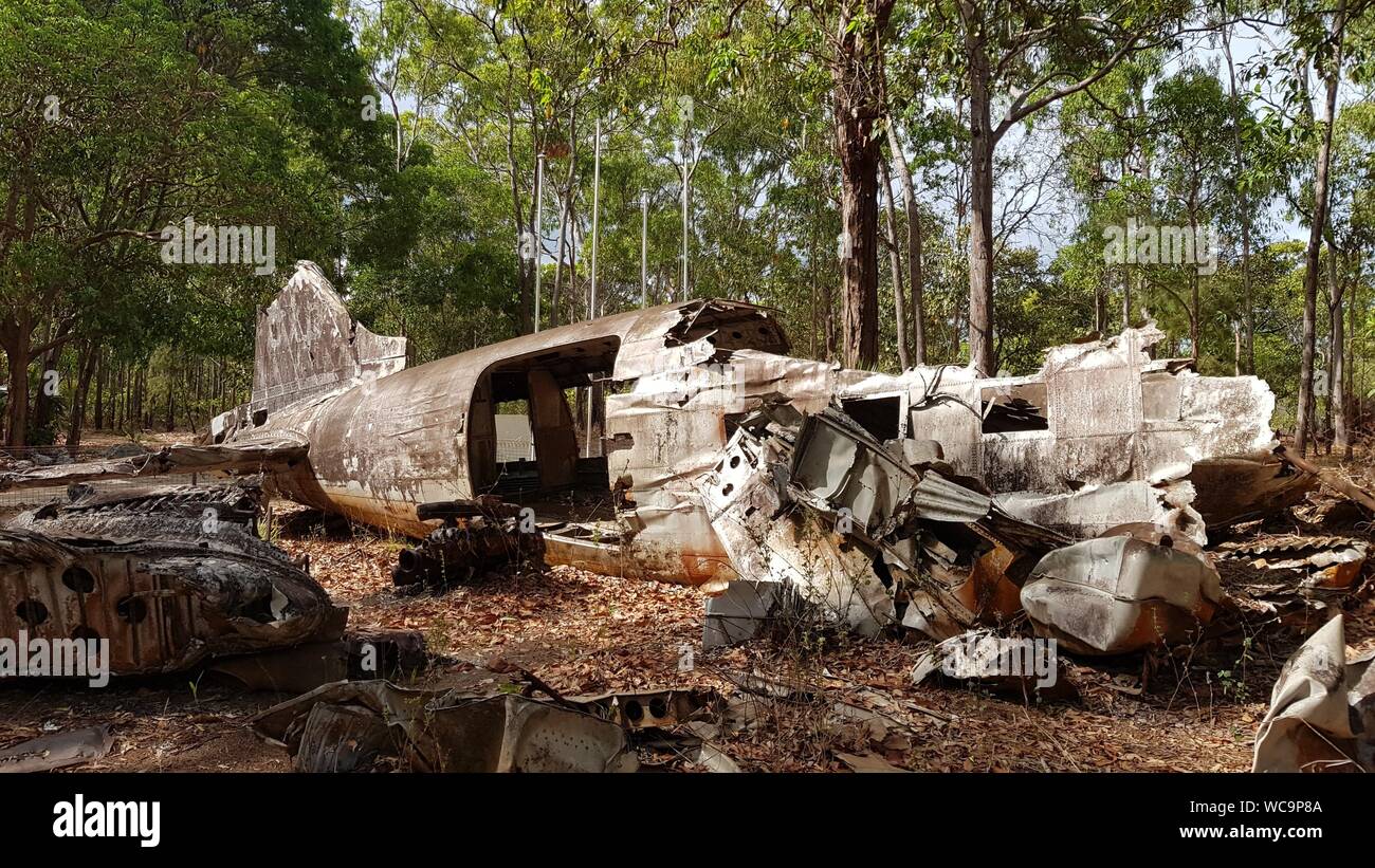 Memorial and wreckage of WWII DC-3 VH-CXD which rashed at Bamaga Cape ...