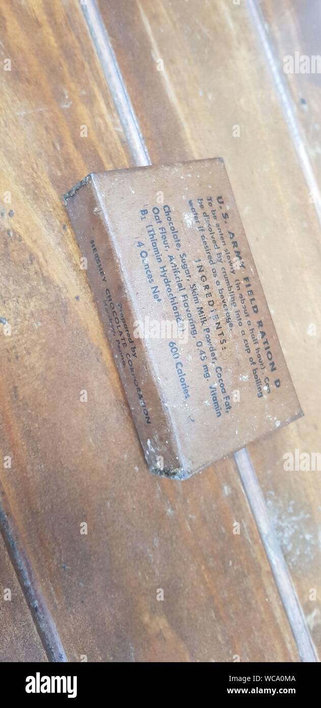WWII US D Ration Bard. a chocolate emergency ration wrapped in ...