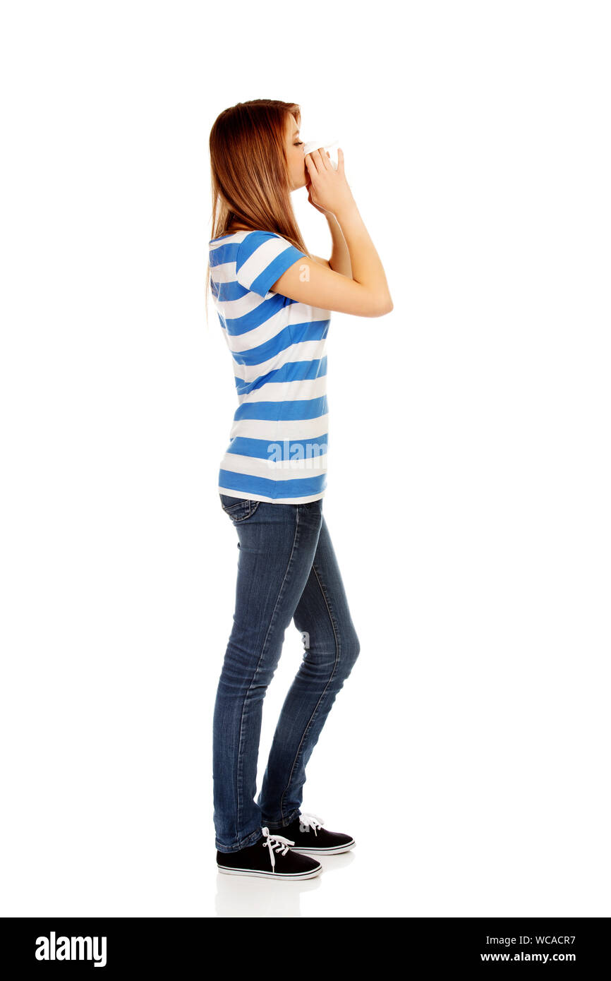 Side view young woman screaming hi-res stock photography and images - Alamy