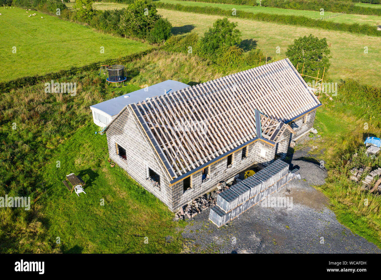 A remote rural cottage under construction in County Kildare, Ireland ...