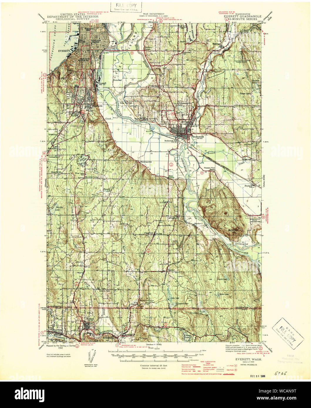 Antique Map Of Everett Washington
