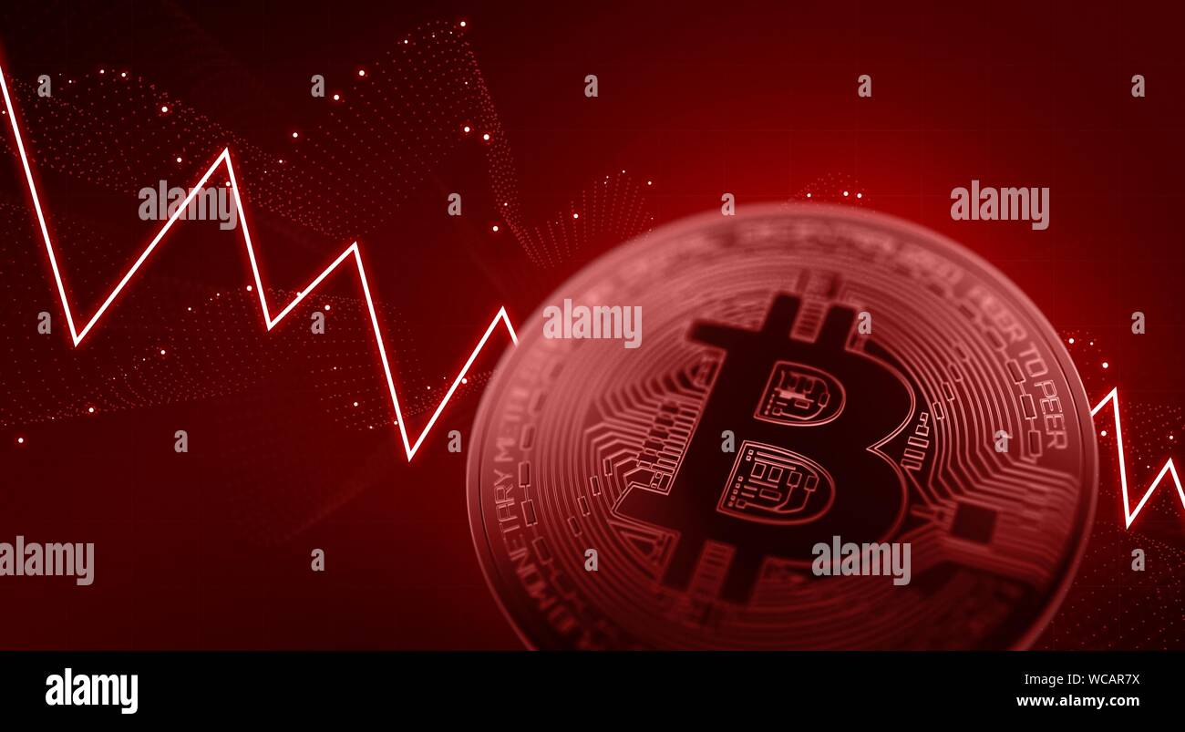 Bitcoin. Chart down. Red color Stock Photo - Alamy