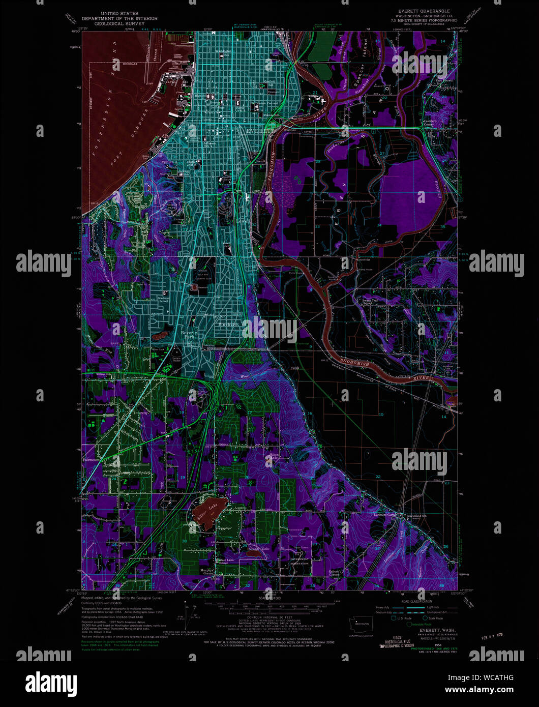 Map of everett washington hi-res stock photography and images - Alamy