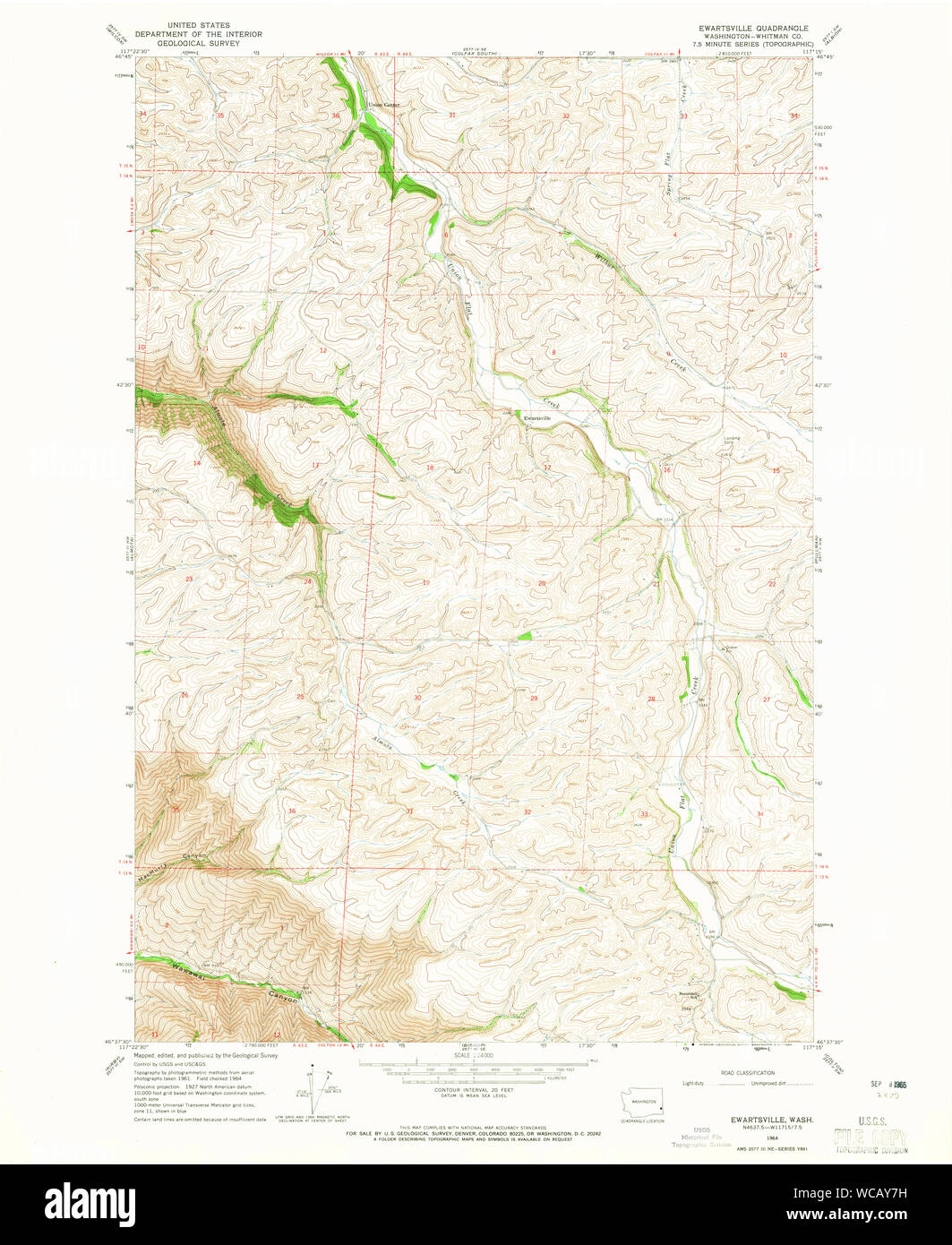 USGS Topo Map Washington State WA Ewartsville 241101 1964 24000 ...