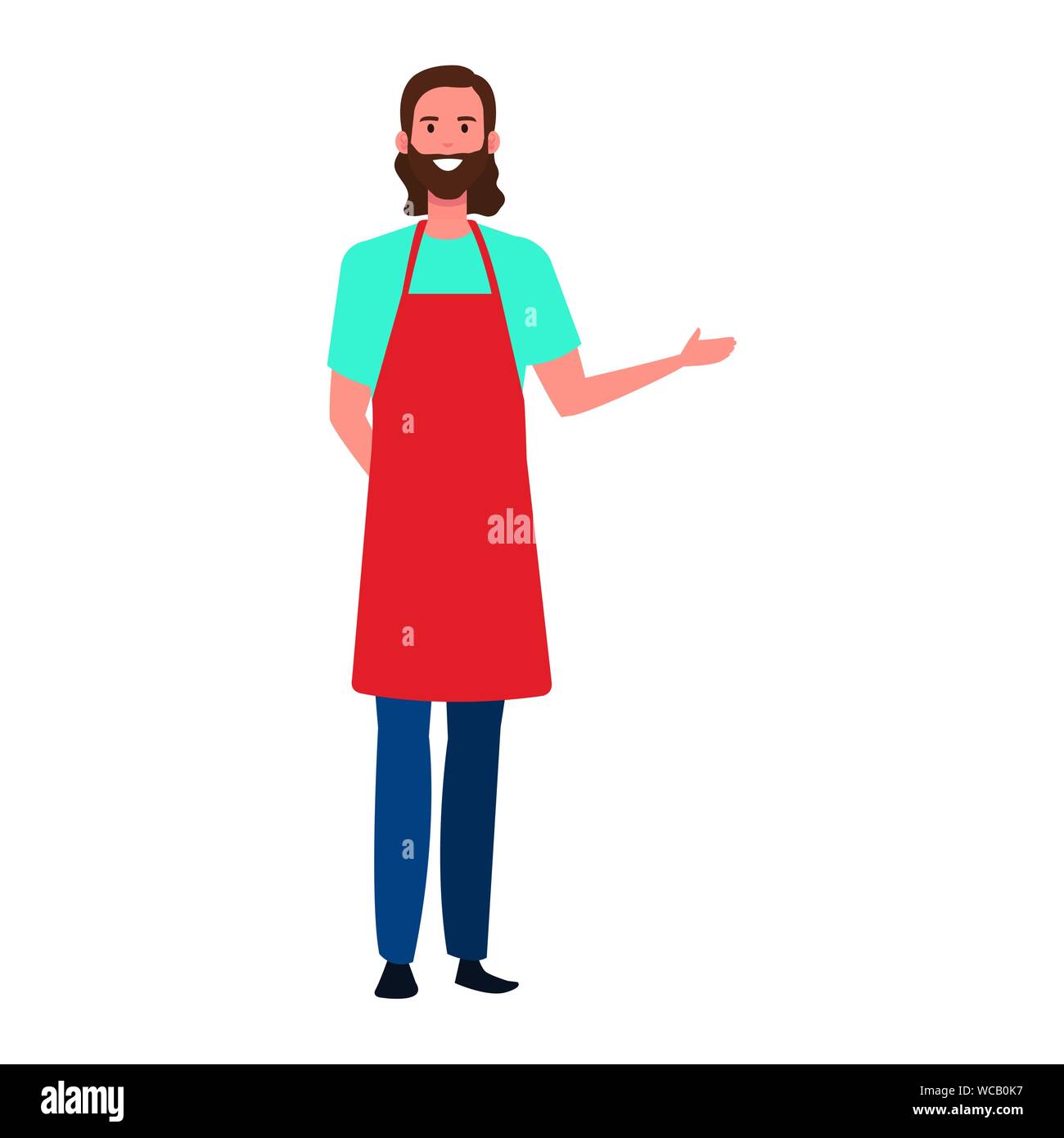 happy young artist man with apron Stock Vector Image & Art - Alamy