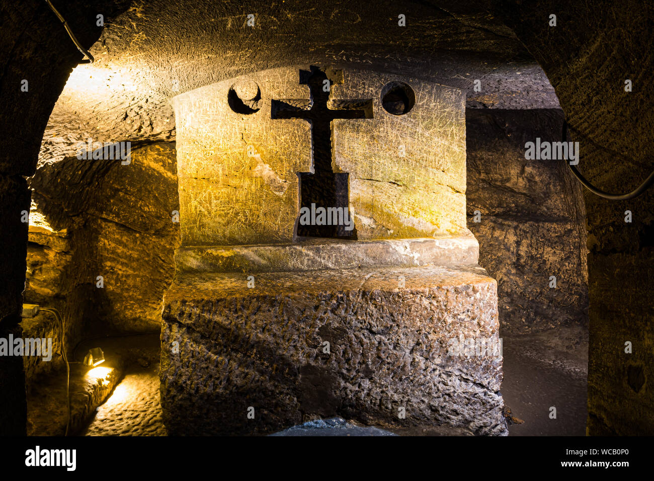 Jajce, Bosnia and Herzegovina - July 16, 2019. Old underground ...