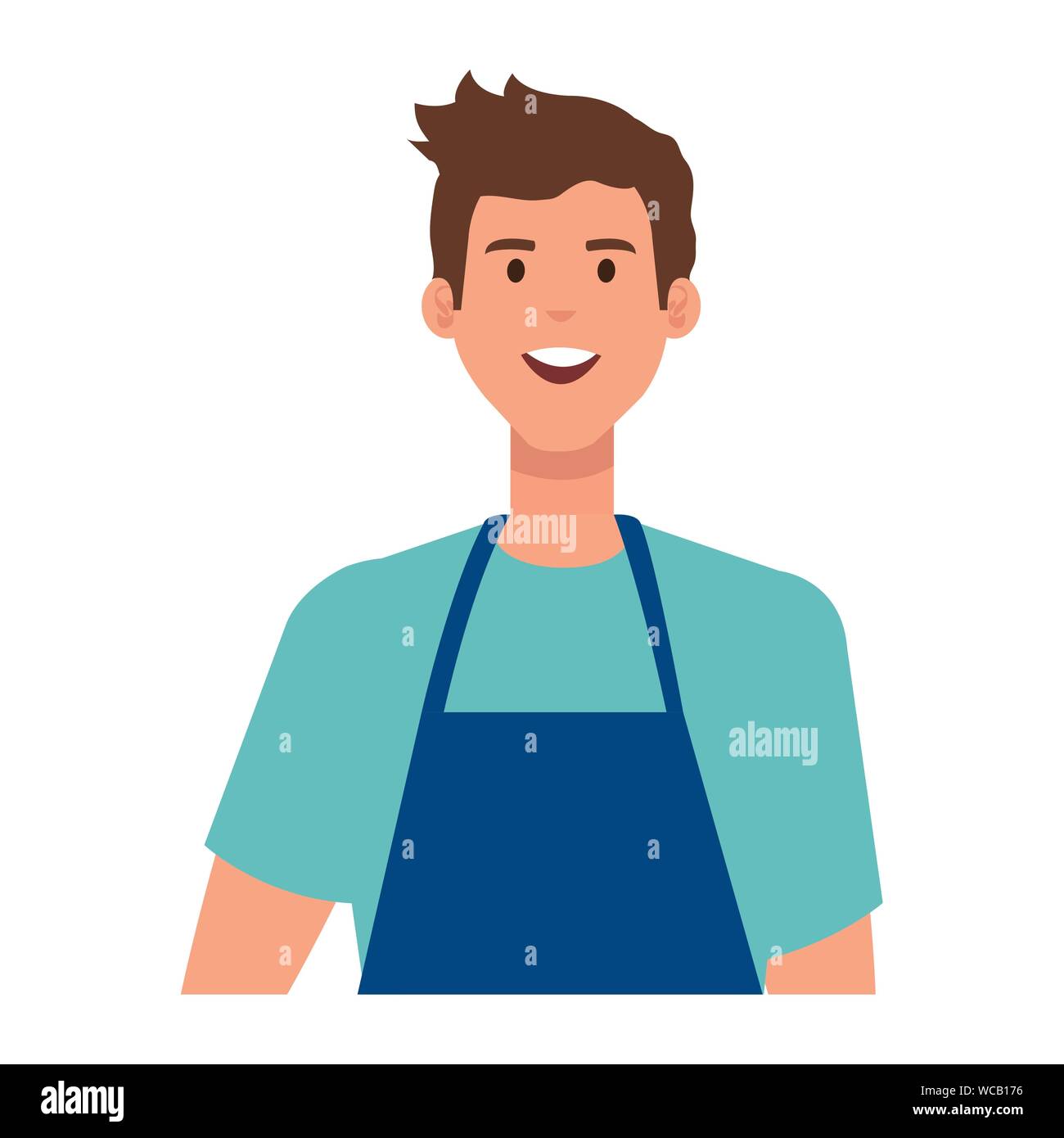 happy young artist man with apron Stock Vector Image & Art - Alamy