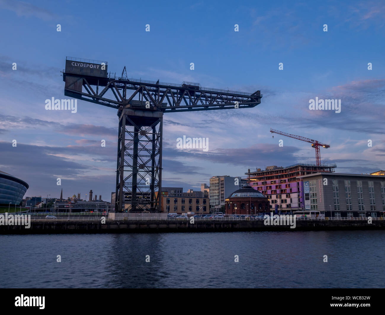 The River Clyde with the Finnieston Crane on July 21, 2017 in Glasgow ...