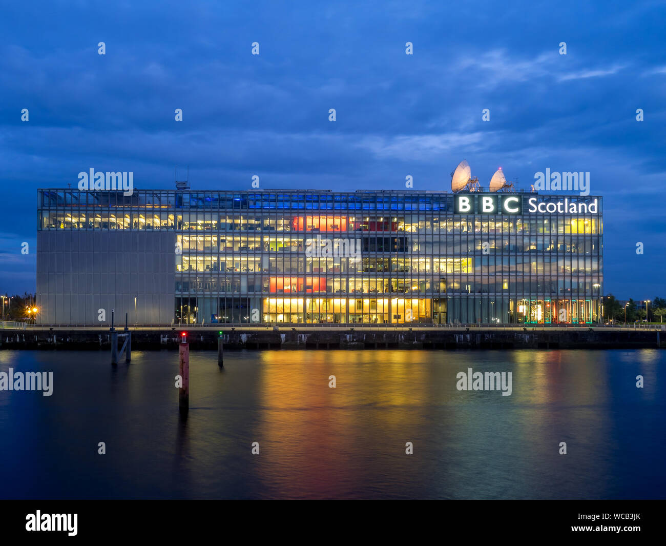 The River Clyde with BBC Scotland building on July 21, 2017 in Glasgow ...