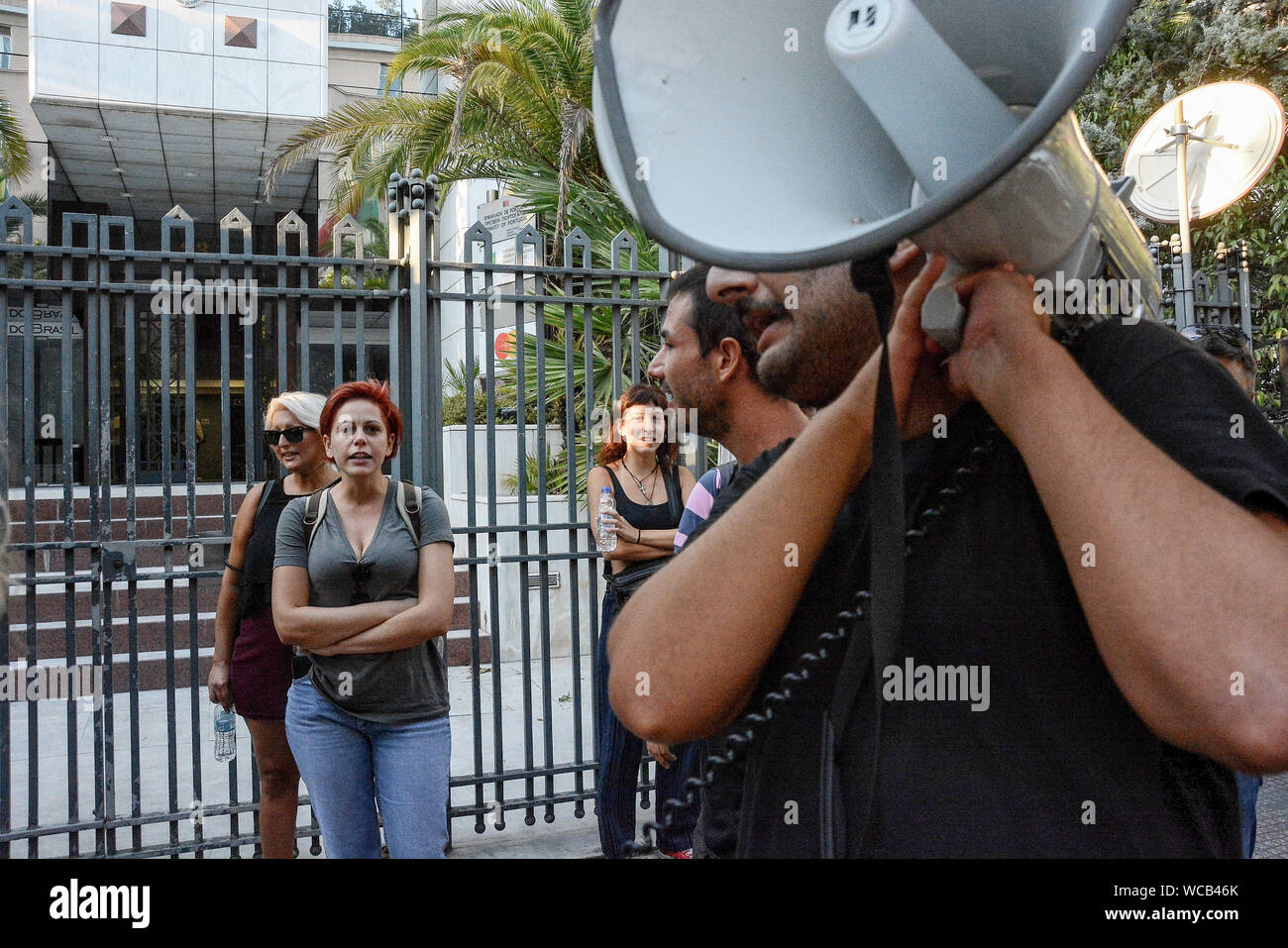 Protester megaphone hi-res stock photography and images - Alamy